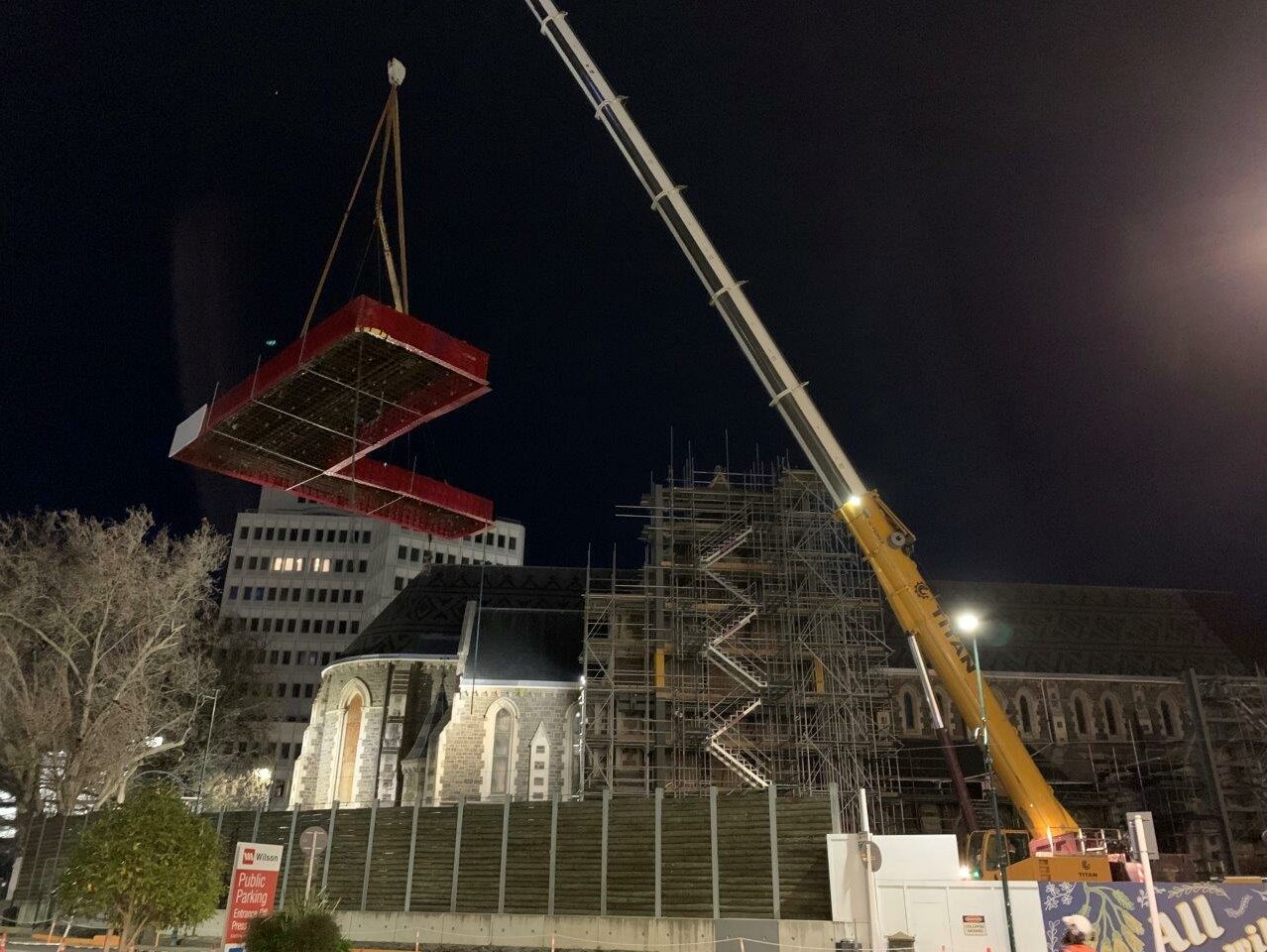 Tricky crane lifts at Christ Church Cathedral - Naylor Love, Commercial ...